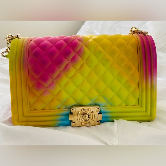 EMPERIA | Bags | Quilted Jelly Bag Neon Colorshot Pink Yellow And Blue ...